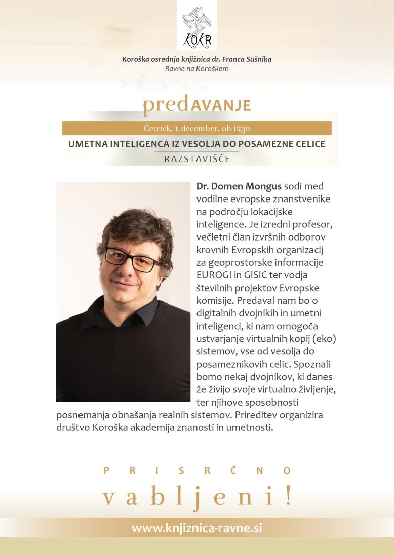 Dr. Domen Mongus: Umetna inteligenca iz vesolja do posamezne celice ...